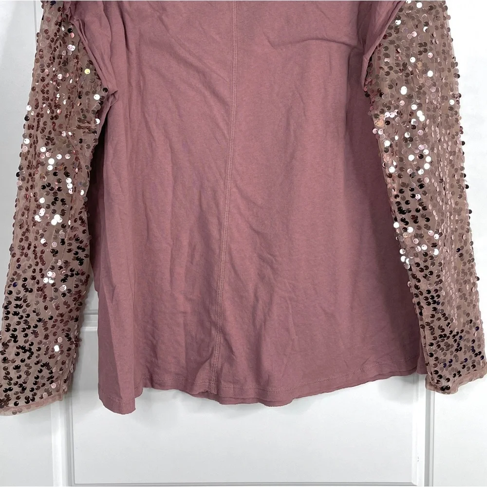 Free People | Tops | Free People Celine Tee Sequined Sleeve T Shirt New ...